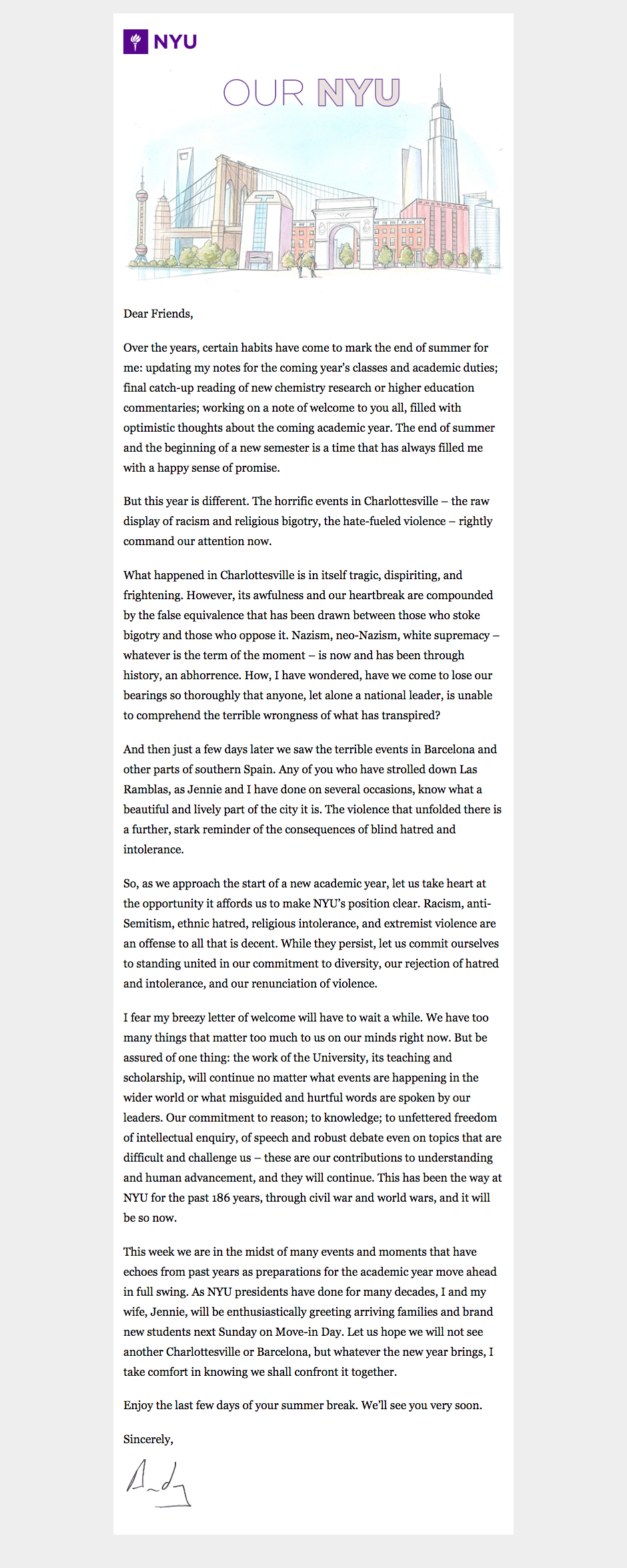 Welcome from NYU’s President Andrew Hamilton | NYU Shanghai